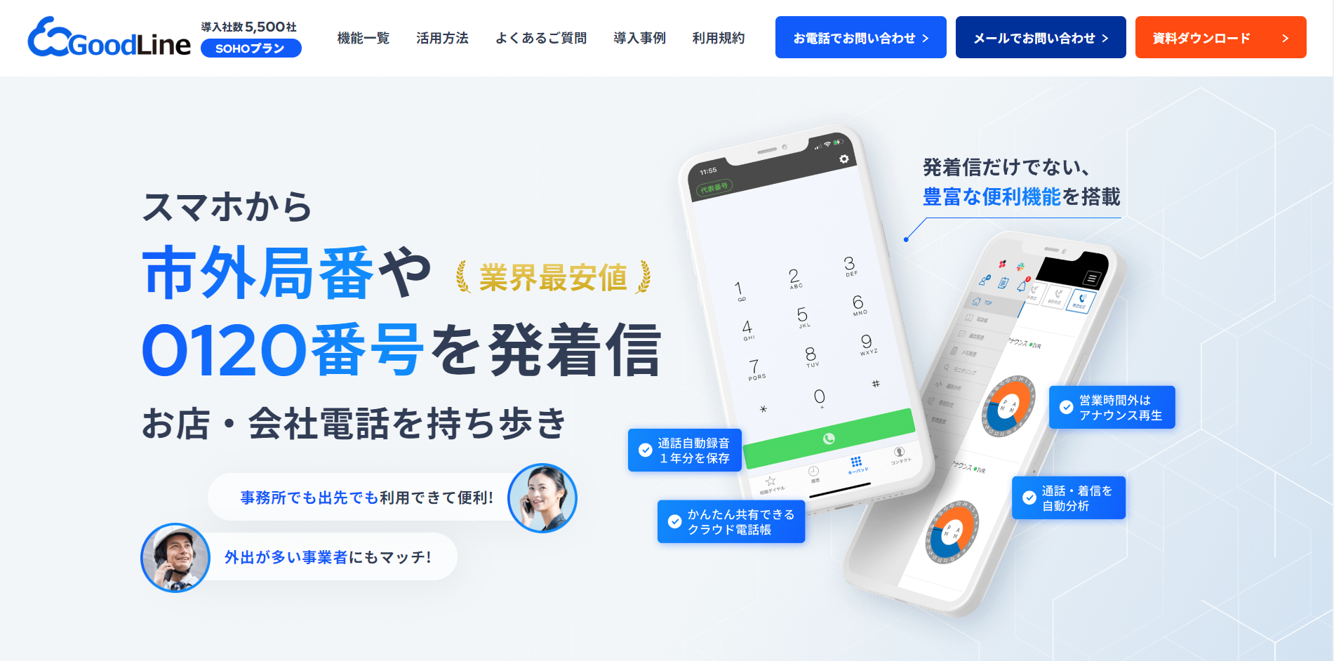 GoodLine(グッドライン)の評判・口コミ | 使える機能や料金について紹介 | テレワープ
